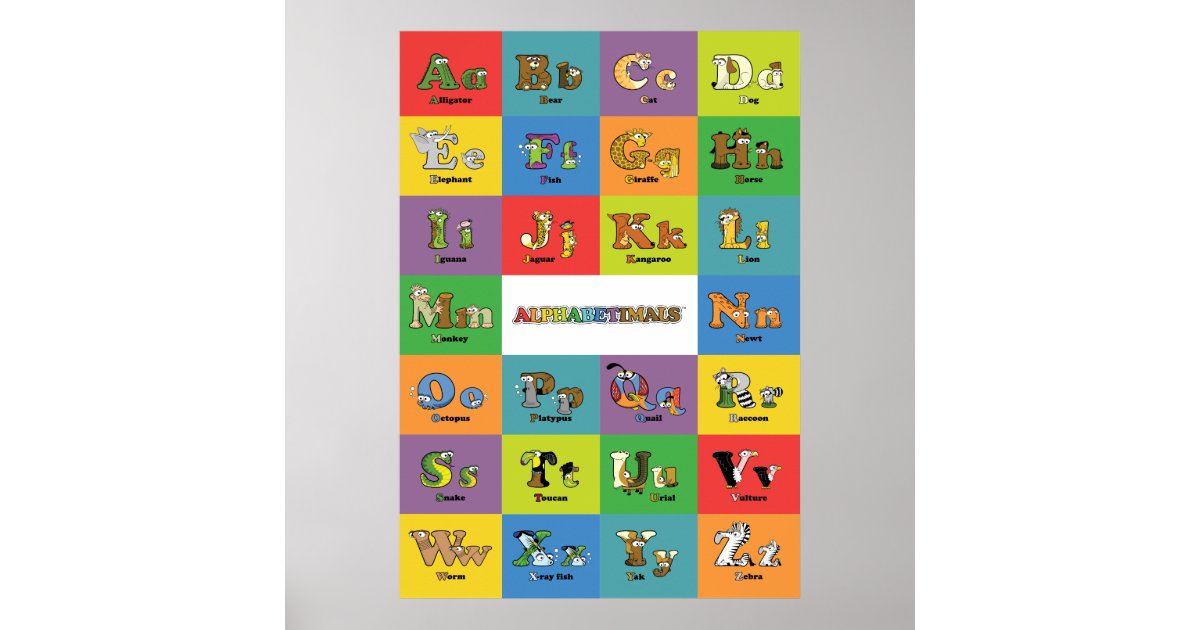 Animal Alphabet - Alphabetimals Poster | Zazzle.co.uk
