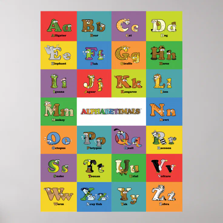 Animal Alphabet - Alphabetimals Poster | Zazzle