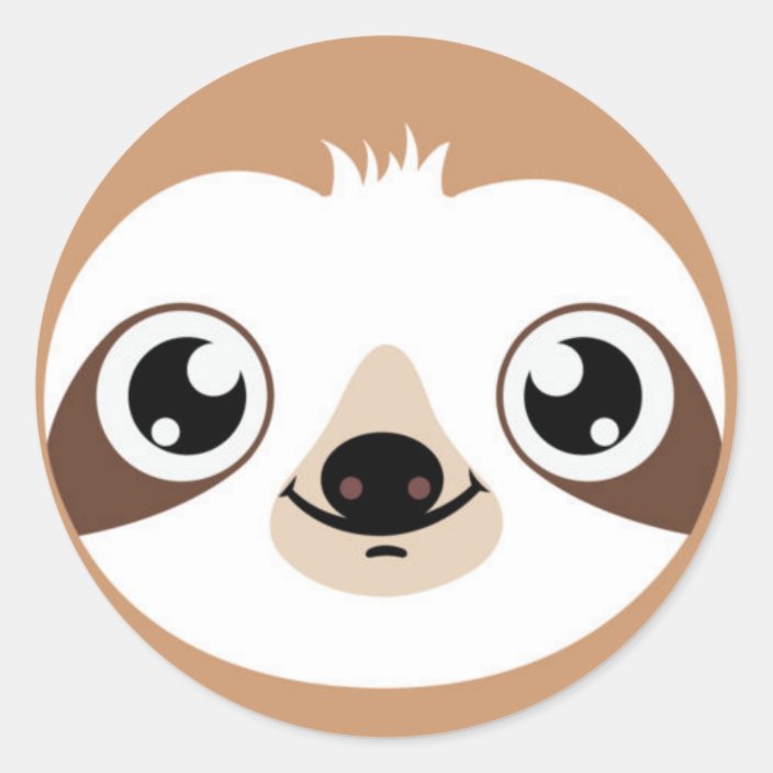 Animated Sloth Face Classic Round Sticker Uk