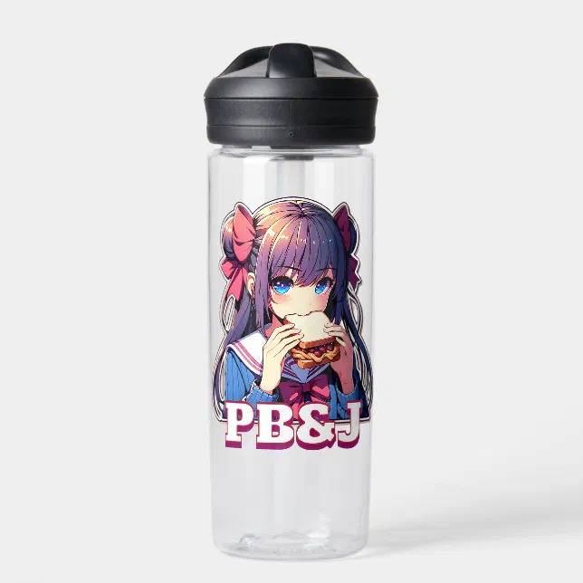 Anime Girl eating a PB&J Sandwich Water Bottle | Zazzle