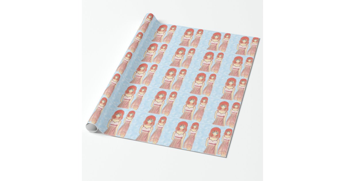 Anime Girl Fashion Illustration Wrapping Paper | Zazzle