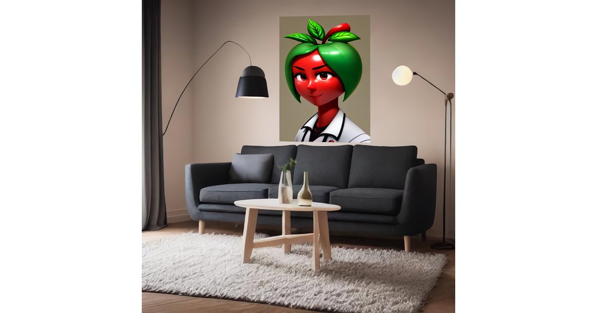 Anthropomorphic apple lady | AI Art Poster | Zazzle