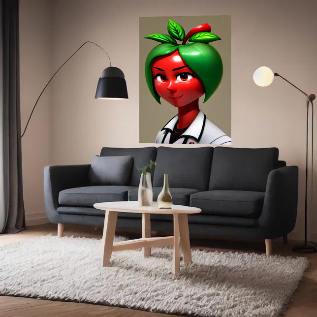 Anthropomorphic apple lady | AI Art Poster | Zazzle
