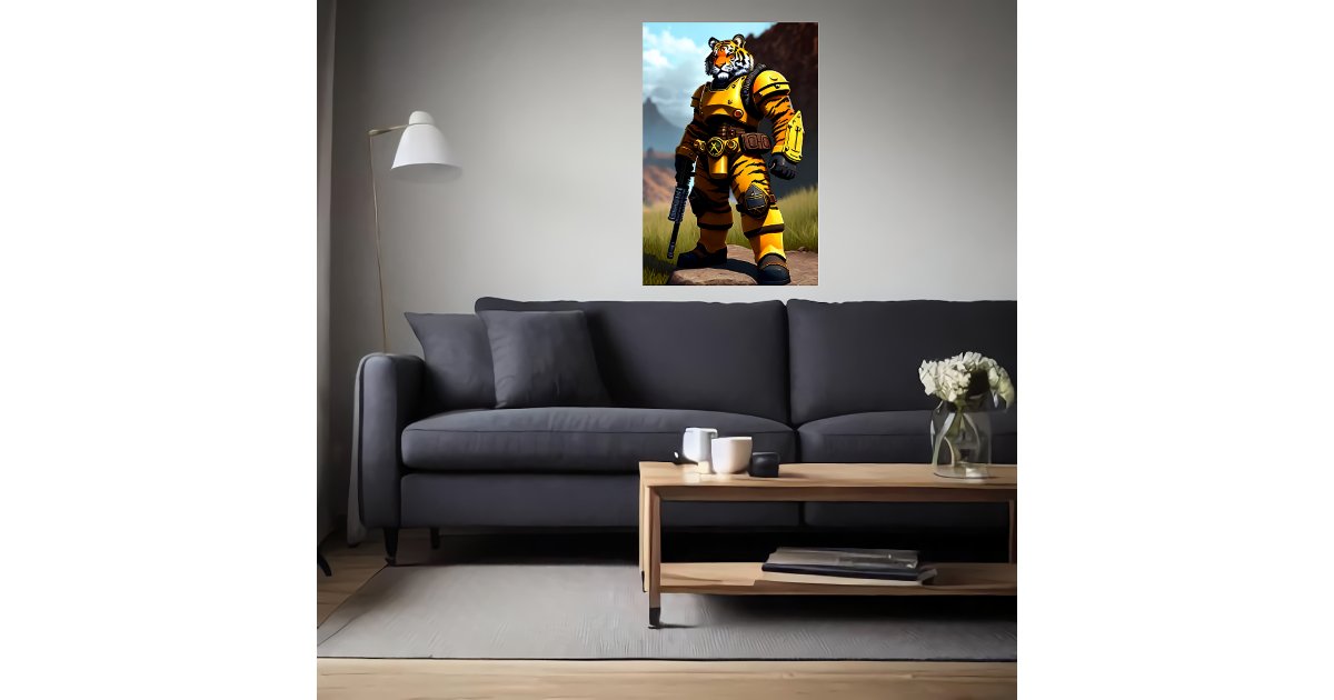Anthropomorphic Tiger Soldier | AI Art Poster | Zazzle