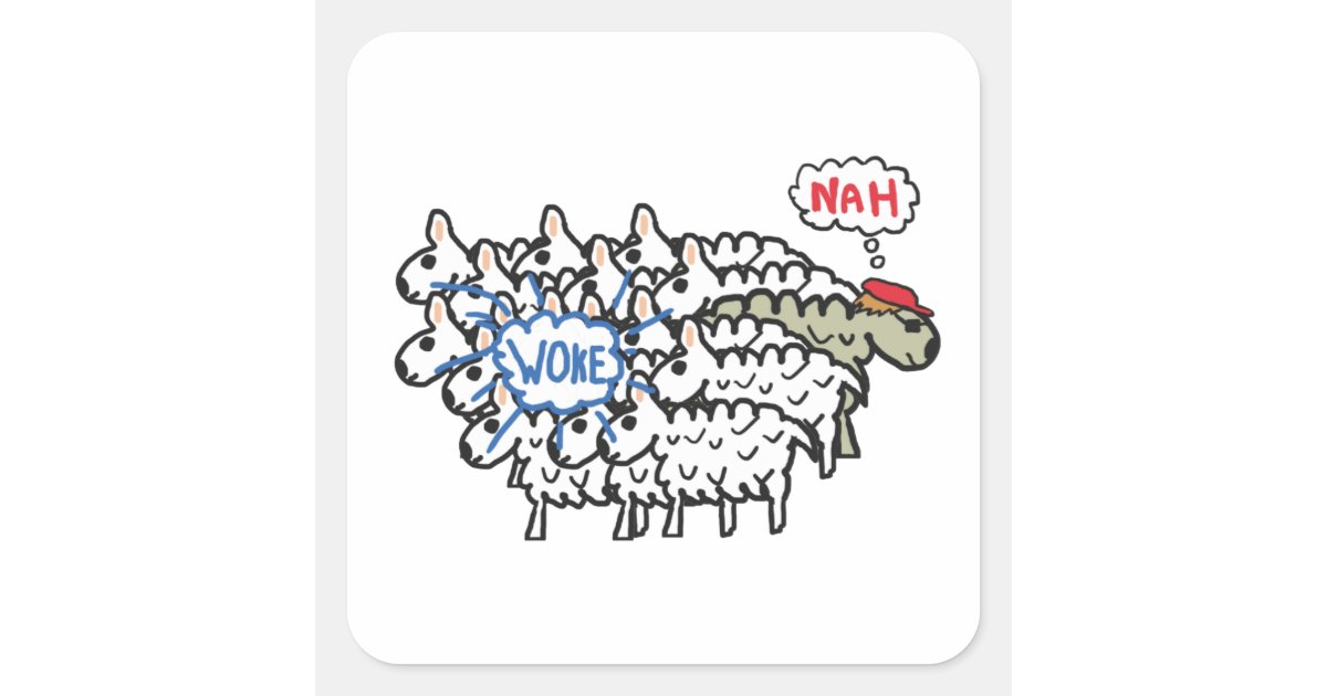 Anti Woke Sheep Square Sticker | Zazzle