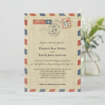 Antique Airmail Wedding Invitation | Zazzle