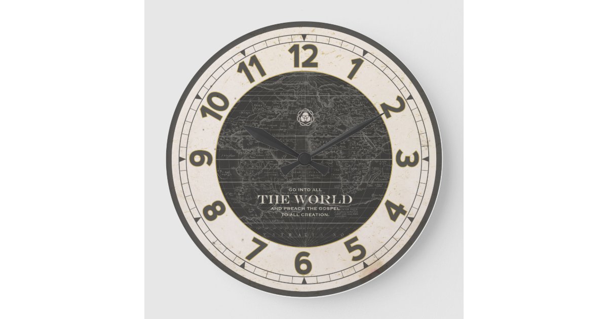 ANTIQUE ATLAS WORLD MAP LARGE CLOCK | Zazzle