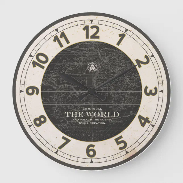 ANTIQUE ATLAS WORLD MAP LARGE CLOCK | Zazzle