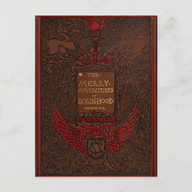 Antique Binding Robin Hood Book Cover Postcard | Zazzle