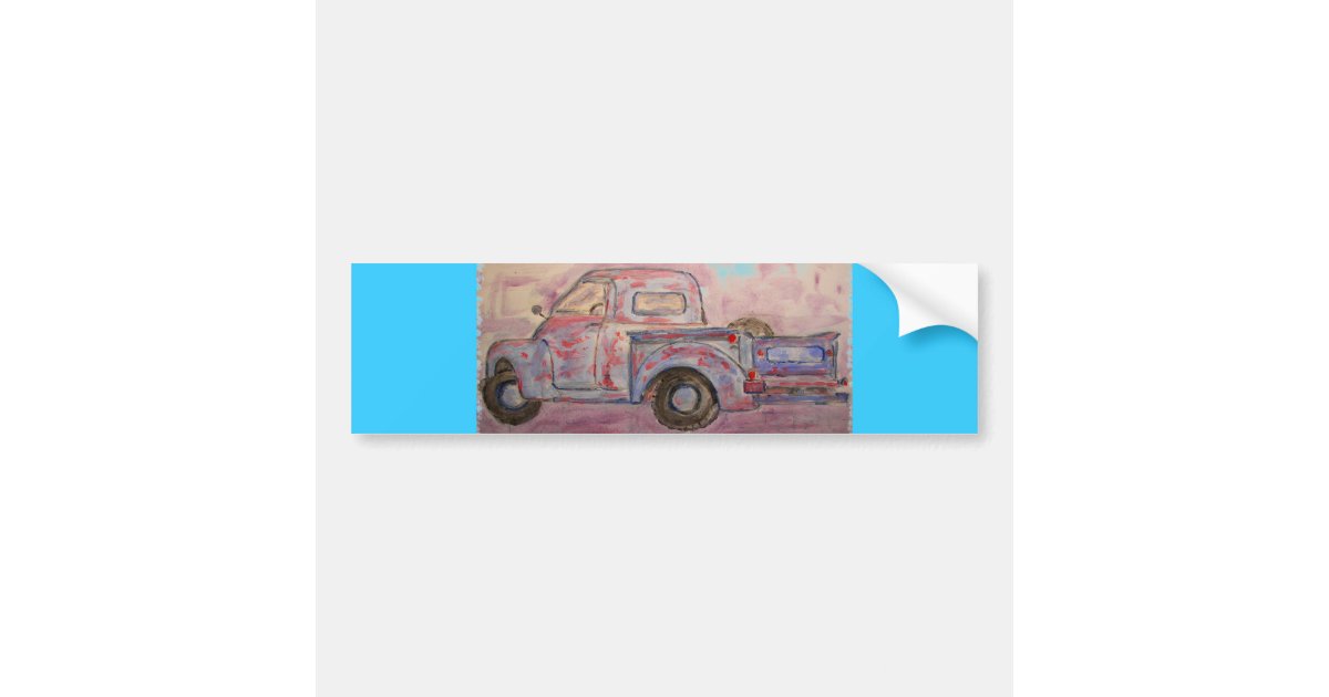 antique blue patina truck bumper sticker | Zazzle