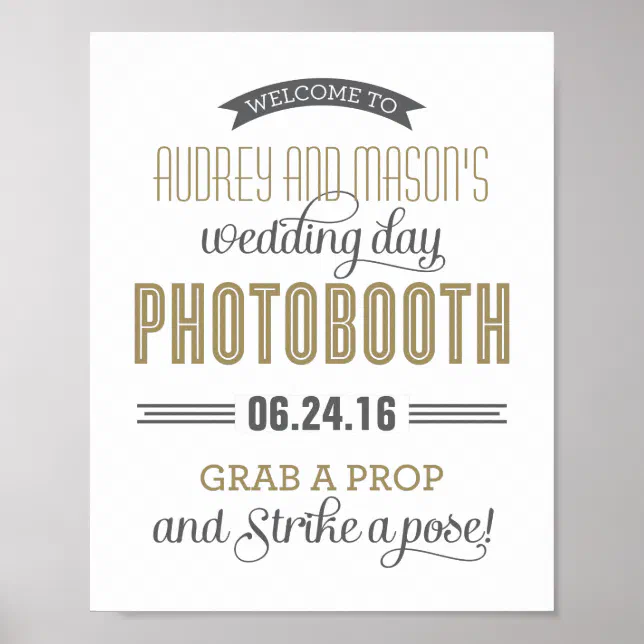 Antique Gold Custom Wedding Photo Booth Sign | Zazzle