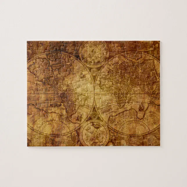 Antique Historical Old World Atlas Map Continents Jigsaw Puzzle | Zazzle