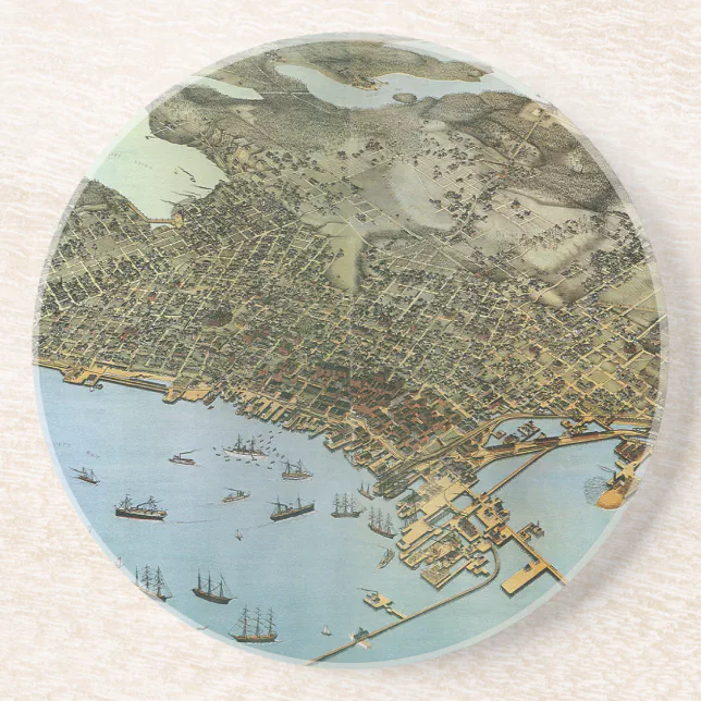 Antique Map Aerial View City of Seattle Washington Coaster | Zazzle