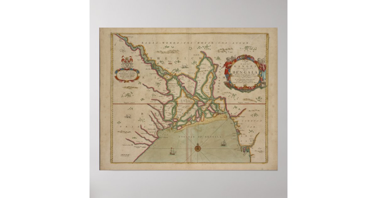 Antique Map Ganges River / India, Poster Print | Zazzle