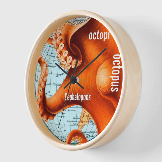 Antique Map Octopus Wall Clock | Zazzle