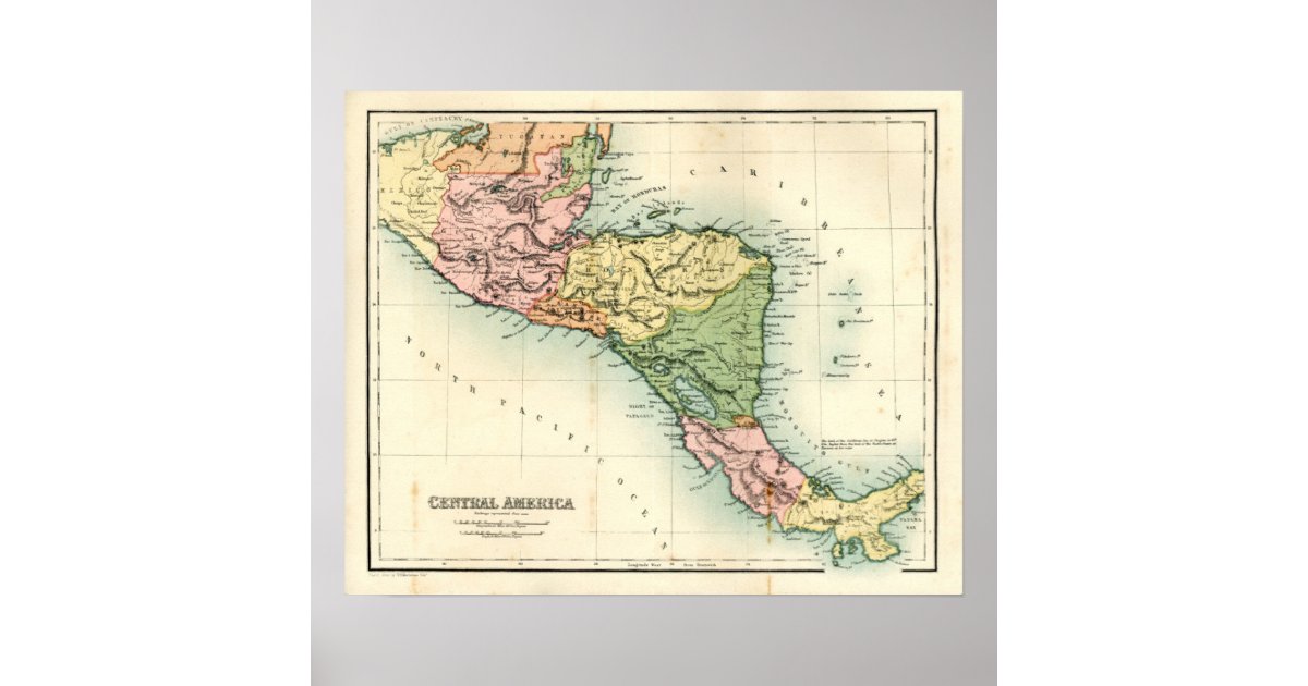 Antique map of Central America Poster | Zazzle