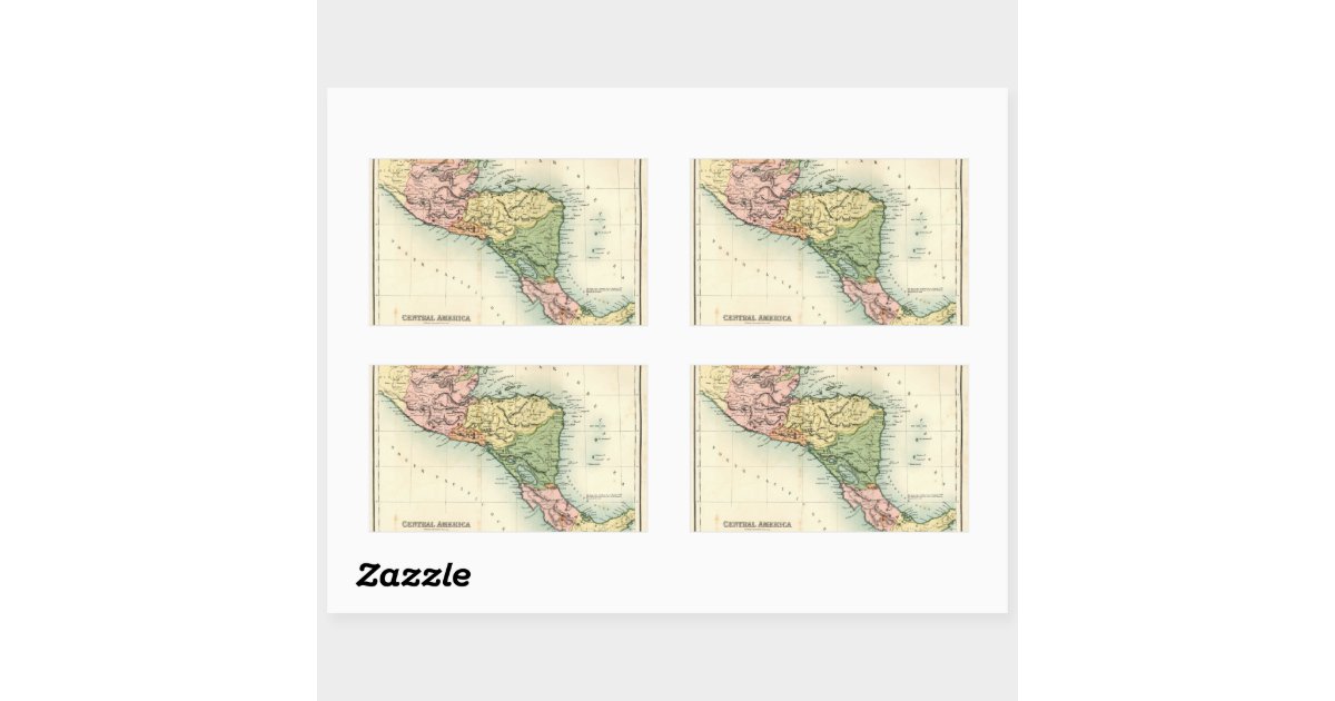 Antique map of Central America Rectangular Sticker | Zazzle