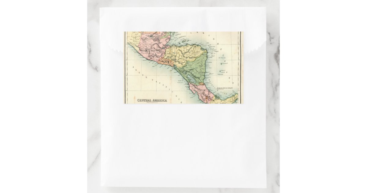 Antique map of Central America Rectangular Sticker | Zazzle