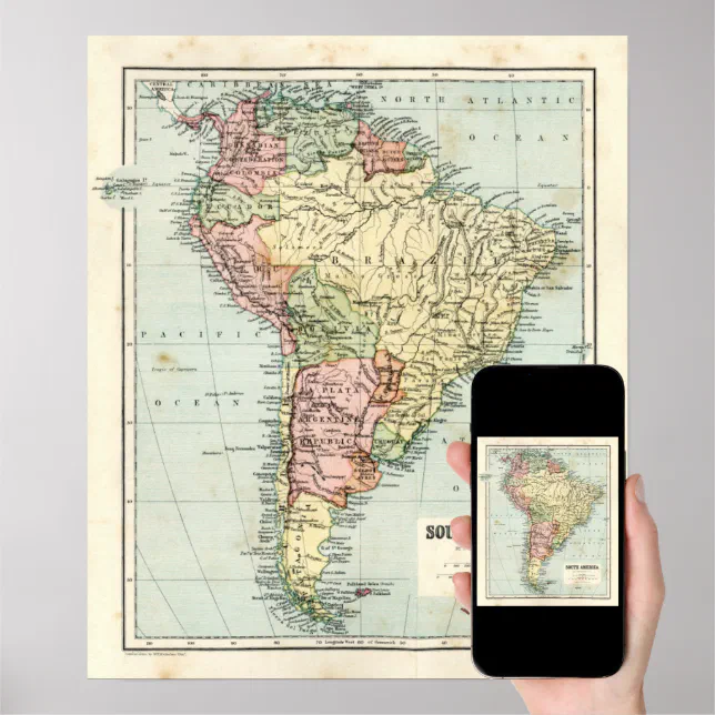 Antique map of South America Poster | Zazzle