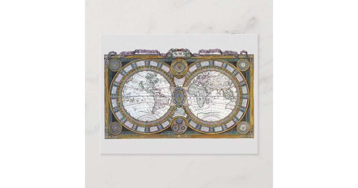 Antique Old World Map by Claude Auguste Berey Postcard | Zazzle