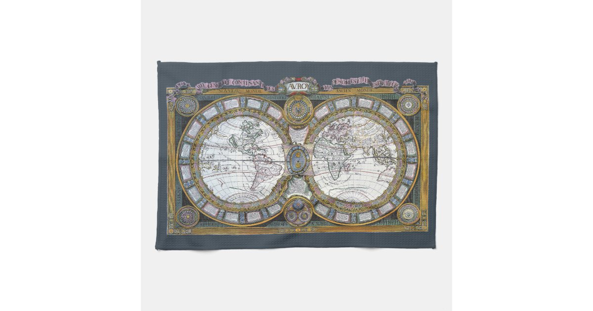 Antique Old World Map by Claude Auguste Berey Tea Towel | Zazzle