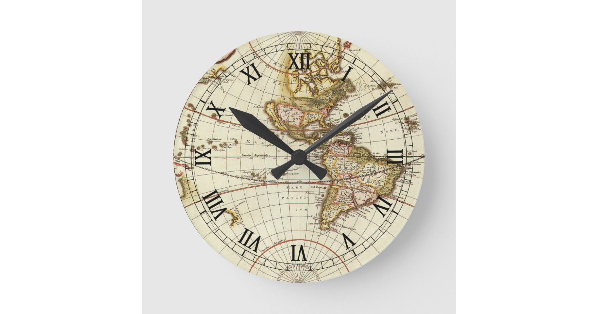 Antique Old World Map by Frederick de Wit, c. 1680 Round Clock | Zazzle