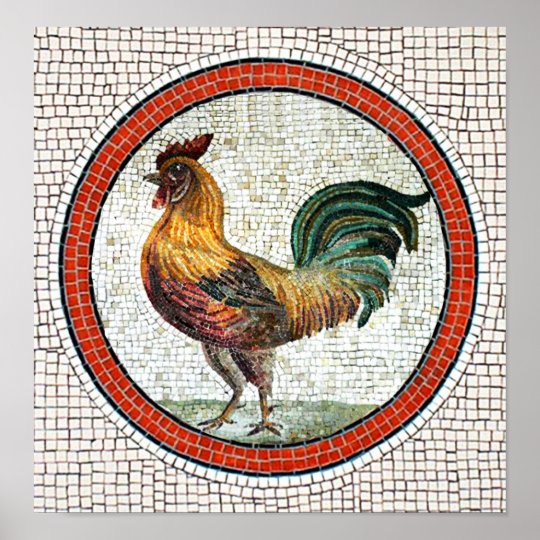 ANTIQUE ROMAN MOSAICS / ROOSTER POSTER | Zazzle.co.uk