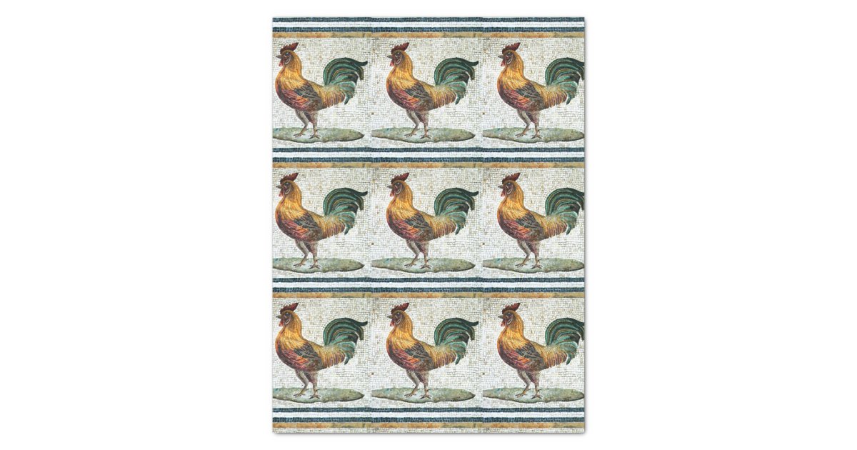 ANTIQUE ROMAN MOSAICS / ROOSTER TISSUE PAPER | Zazzle