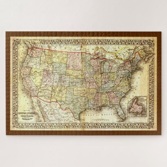 Antique United States Map Jigsaw Puzzle | Zazzle.co.uk