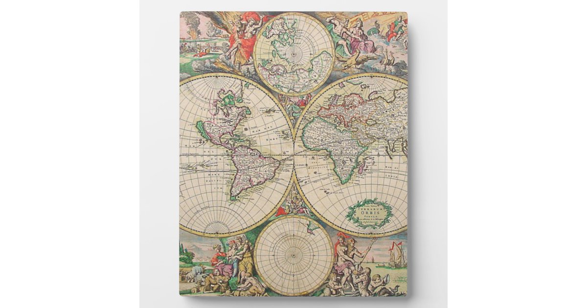 Antique World Map Plaque | Zazzle