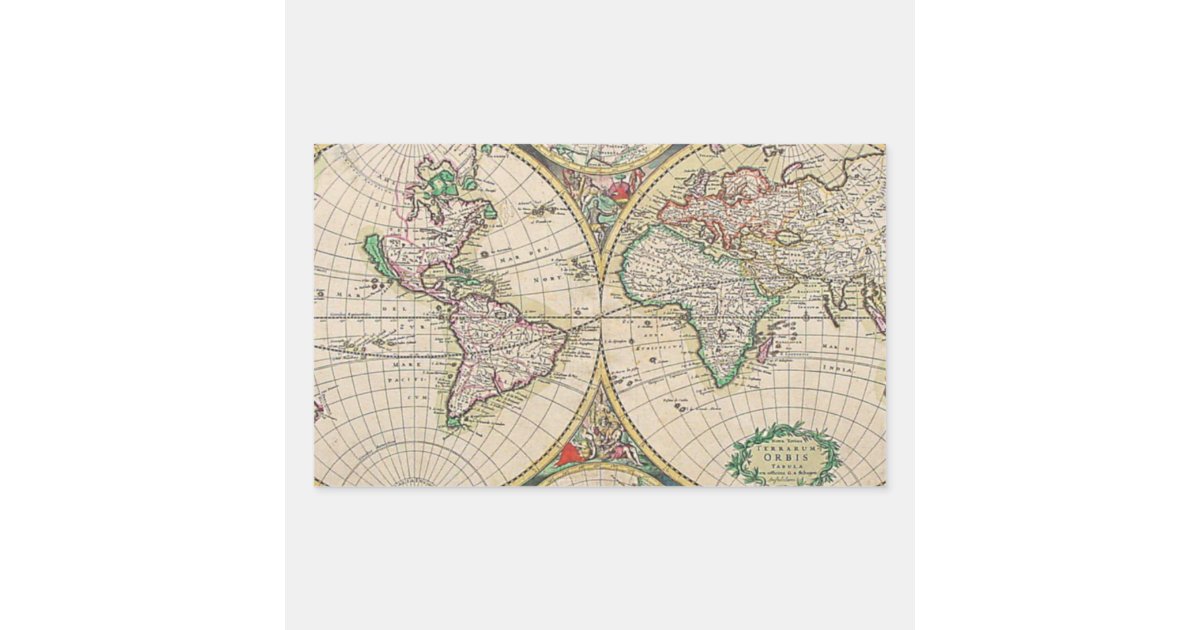 Antique World Map Rectangular Sticker | Zazzle