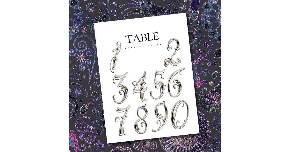 Any Colour Make Your Table Number Fancy Silver Postcard | Zazzle