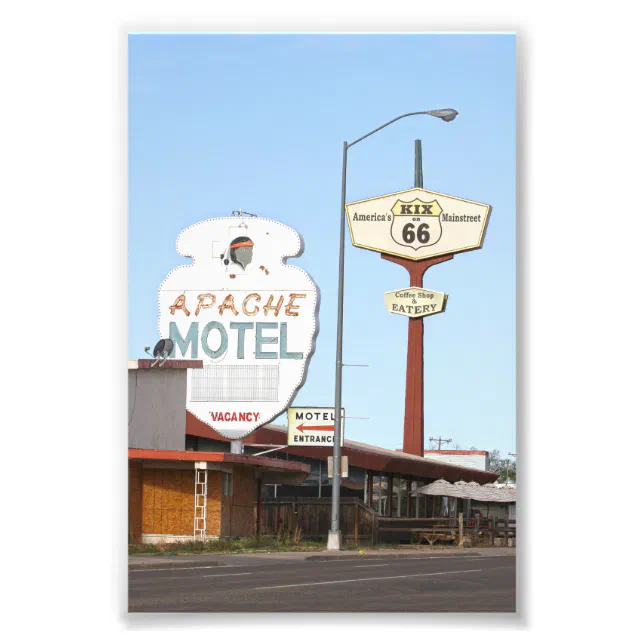 Apache Motel Sign, Tucumcari, New Mexico Photo Print | Zazzle