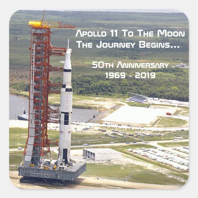 Apollo 11 Mission to the Moon Anniversary Square Sticker | Zazzle