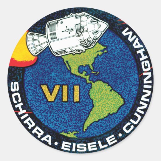 Apollo 7 NASA Mission Patch Logo Classic Round Sticker | Zazzle.co.uk