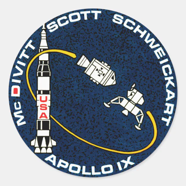Apollo 9 NASA Mission Patch Logo Classic Round Sticker | Zazzle