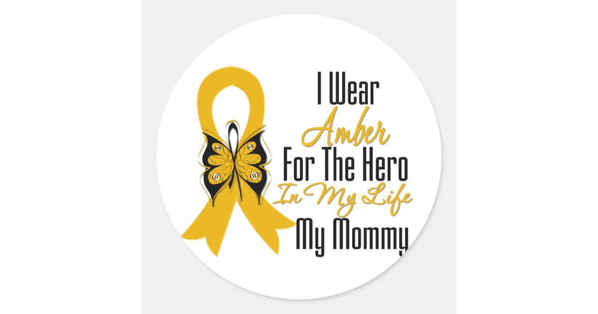 Appendix Cancer Ribbon Hero My Mummy Classic Round Sticker | Zazzle