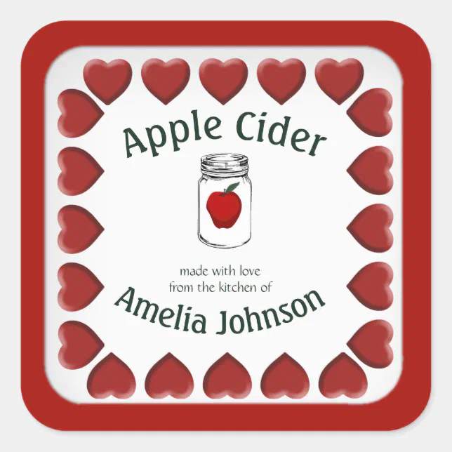 Apple Cider Made with Love Custom Square Sticker | Zazzle