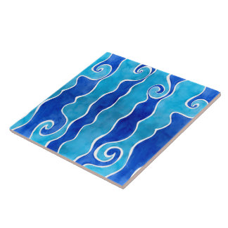 Blue Wave Ceramic Tiles | Zazzle.co.uk