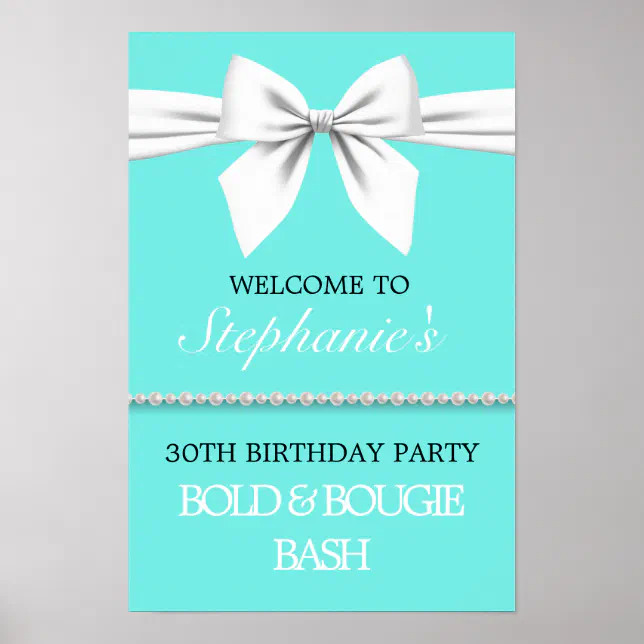 Aqua Teal Tiffany Theme Party Welcome Sign | Zazzle