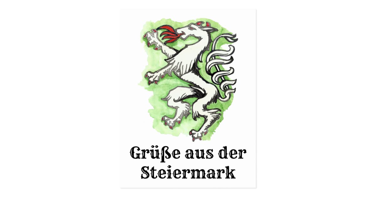 Aquarell Steiermark Wappen Panther Grüsse Postcard | Zazzle