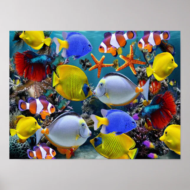 aquarium tropical fish fishing poster | Zazzle