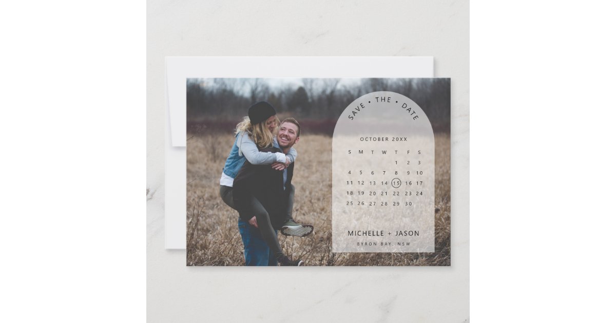 Arch calendar photo Save the Date Invitation | Zazzle