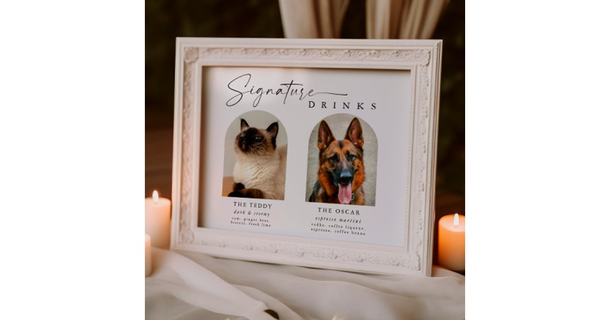 Arch Pet Photo Signature Drinks Wedding Bar Sign | Zazzle