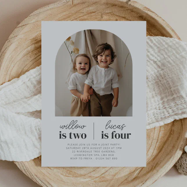 Arched Photo - Joint Birthday Invitation | Zazzle
