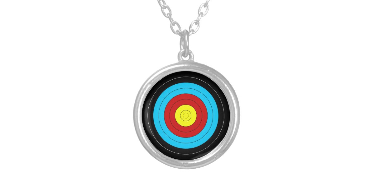 Archery Target Silver Plated Necklace | Zazzle
