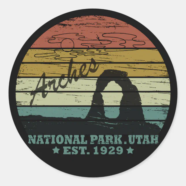 Arches National park Utah Delicate Arch vintage Classic Round Sticker ...