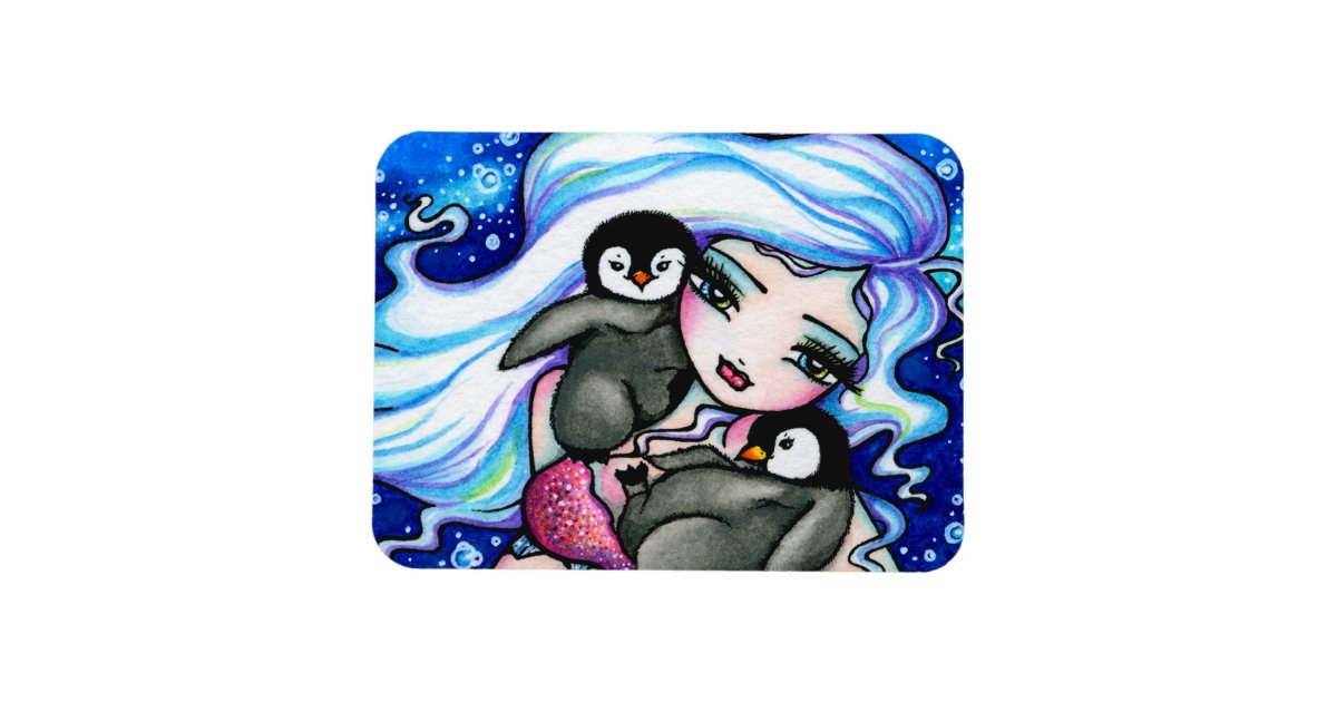 Arctic Mermaid Baby Penguins by Hannah Lynn Magnet | Zazzle