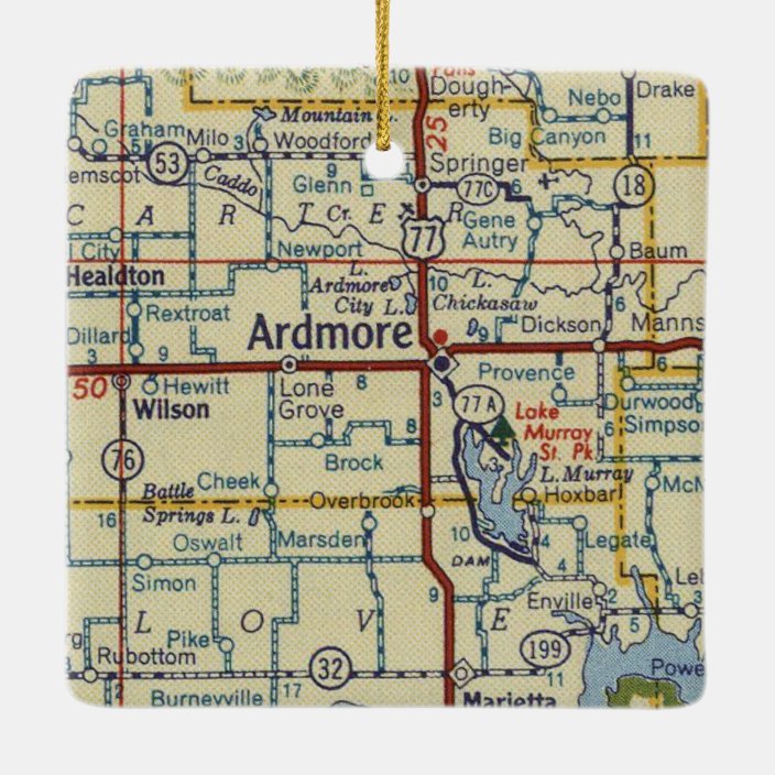 Ardmore OK Vintage Map Ceramic Ornament | Zazzle.co.uk