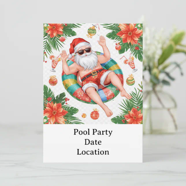Arizona Christmas themed Pool Party Invitation | Zazzle